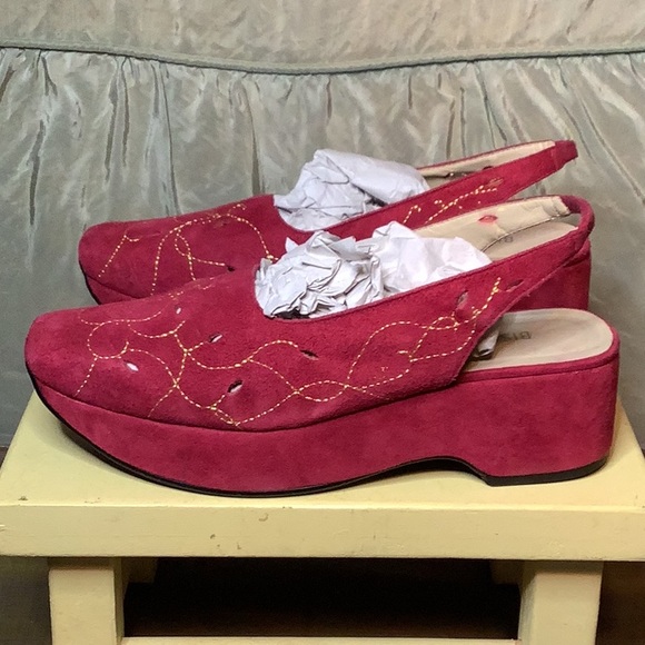 Shoes | Vintage Unusual Red Suede Platform Shoes Sz 7c198 | Poshmark